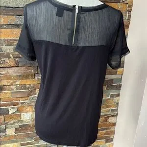 H&M | Tops | Hm Elegant Black Sheer Panel Top | Poshmark